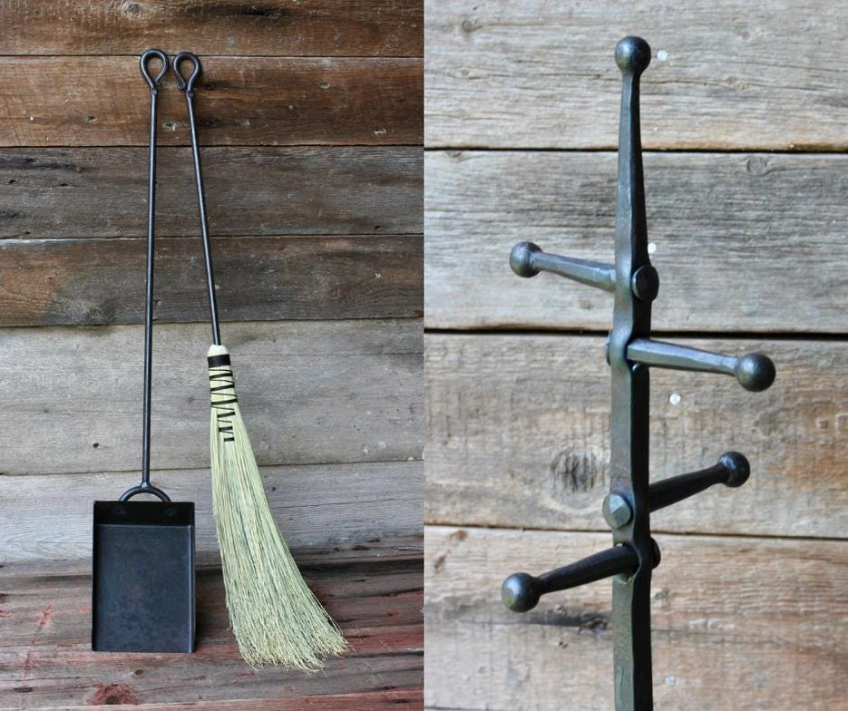 Fire Tool Stand, Fireplace Shovel & Fireplace Broom– Wicks Forge